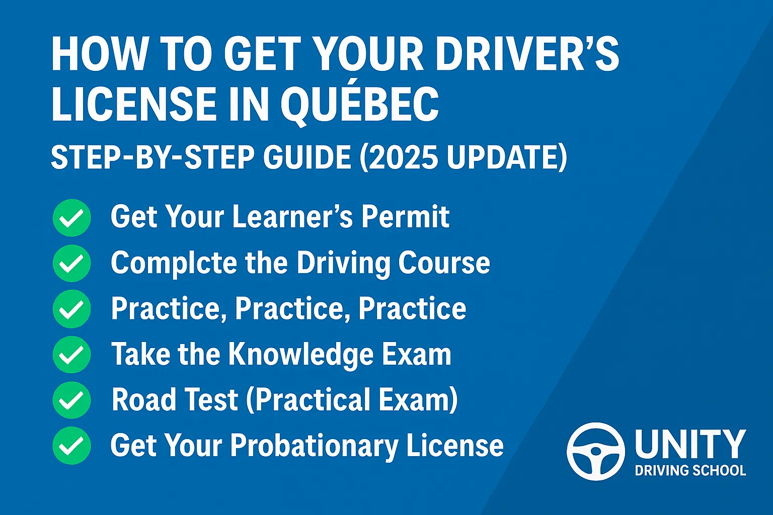 Get Driver's License Quebec Step Guide 2025 | Ecole Unity
